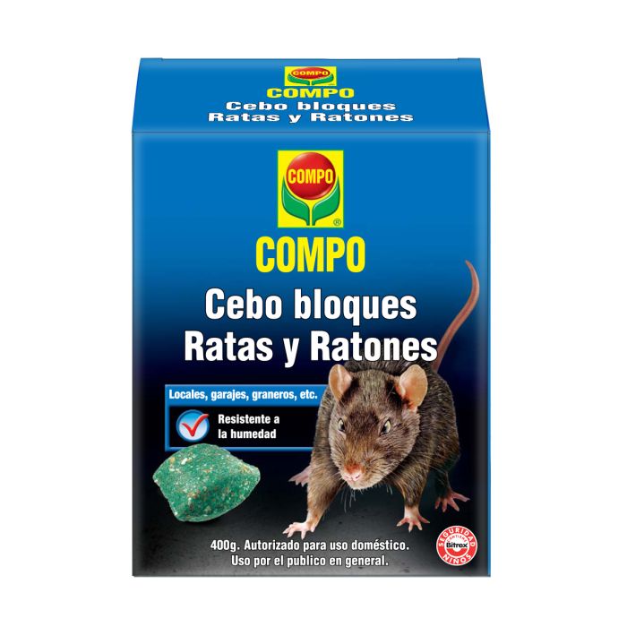 Compo Cebo Ratas y Ratones Bloque 400 gr | Jardinería Ferromar